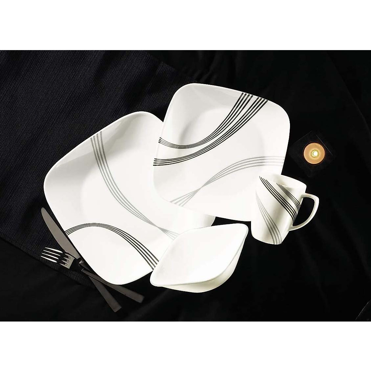 Corelle Square Urban Arc 16-Piece Dinnerware Set, Service for 4