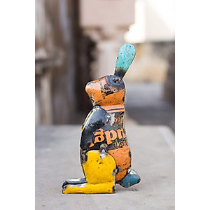 De Kulture Handcrafted Recycled Iron Bunny Decorative Collectible Figurine Showpiece Beautify Home Office Easter Décor| Ideal for Garden Balcony Terrace Decoration, 5x1.5x9 (LWH) Inches