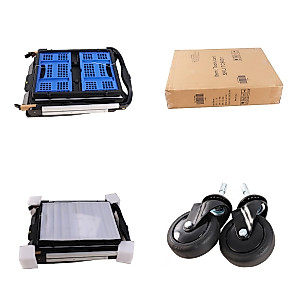 2-Tier Folding Shopping Cart with Wheels, Collapsible Utility Cart Multi Use Functional, 2 in 1 Hand Truck for Grocery/Luggage/Moving