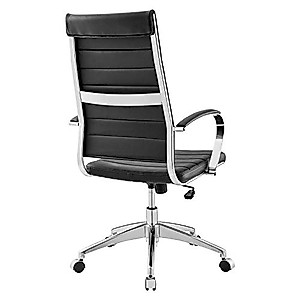 Modway Jive Ribbed High Back Tall Executive Swivel Office Chair With Arms In Black