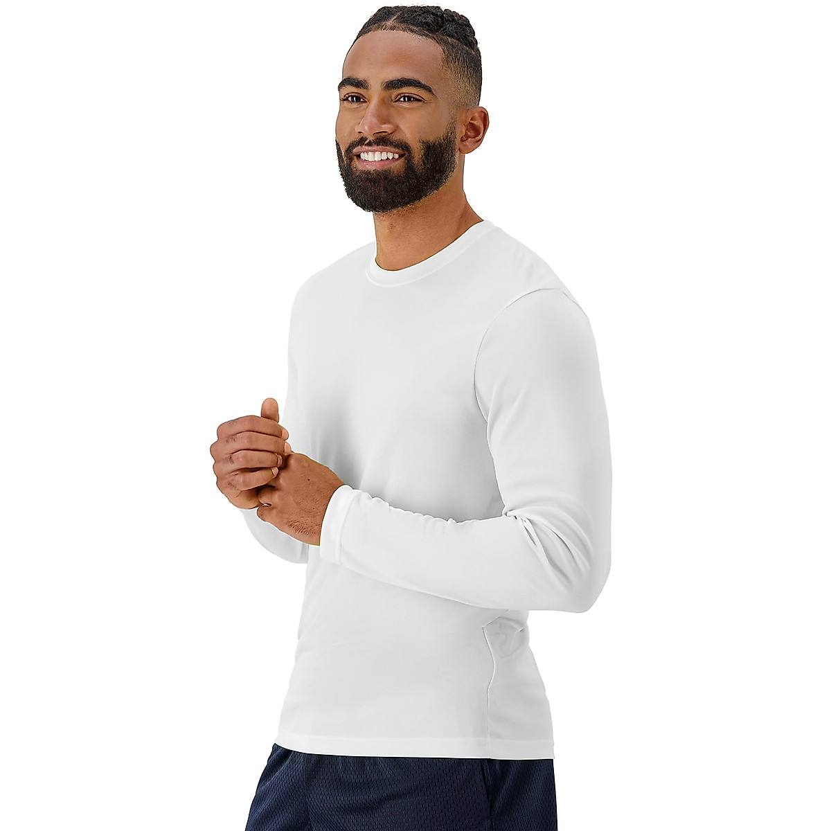 Hanes Men's Long Sleeve Cool Dri T-Shirt UPF 50+, X-Large, 2 Pack ,White