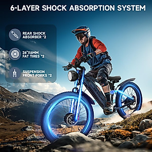 COFANSON 2000W Electric Bicycle for Adults- Moped Style Ebike with 1144WH Battery Pack up to 50 Miles 37MPH, 26" Fat Tire, 7-Speed, 6-Layer Suspension