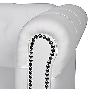 Makastle Artificial Leather Chesterfield Sofa with Studded Decorate and Curved Arms, Wooden Frame 3-Seater Couch Modern Thickly Padded Seat Furniture 78.9" x 30" x 27.6"