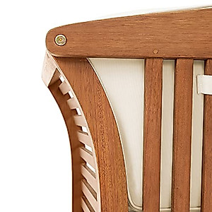 Stamford Eucalyptus Wood 2-Seat Patio Outdoor Bench with Cushions, 57"W x 24"D x 31"H and 47"W x 22"D x 18"H Seat, Weather-Resistant and Durable, Coordinates with Collection, Indoor-Outdoor Furniture