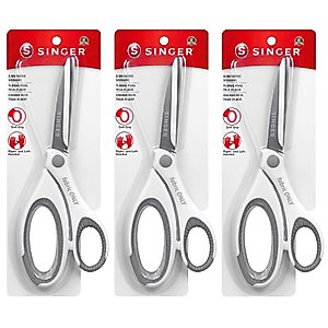 SINGER 8-1/2 Inch Sewing Fabric Scissors with Comfort Grips, Set of 3