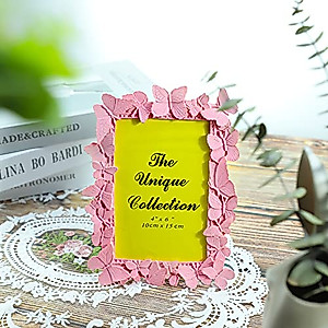 WAIT FLY 4 x 6 In Beautiful Pink Butterfly Shape Resin Photo Frame Picture Frame for Table Top Display Best Gift for Friends Kids
