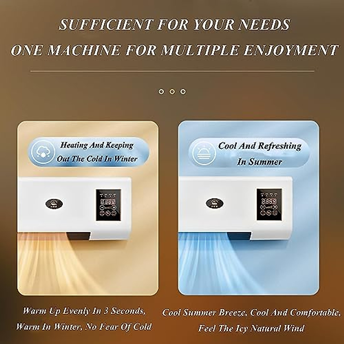 Small Air Conditioner Remote Control,2000W Wall Mounted Conditioner Mini,Cooling & Heating Conditioner with Conditioning Hot Fan,Portable Wall Mounted Ac & Heater Combo for Home Bedroom Office/22