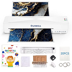 QUIWELL 9 in 1 Laminator, Laminator Machine with 20 Laminating Sheets, 9 Inches Thermal Laminating Machine with Paper Trimmer, Corner Rounder, Hole Punch, Bonus Busy Book for Home Office School Use