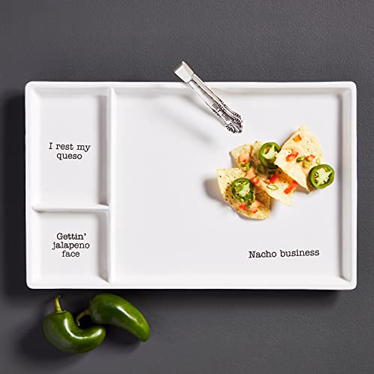 Mud Pie Circa Divided Nacho Platter, White, 9 3/4" x 15 1/2"