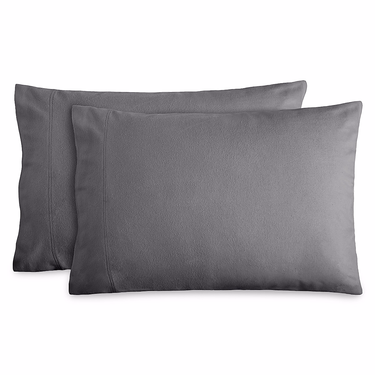 Bare Home Velvety Soft & Cozy Flannel Pillowcases (Set of 2) - Double Brushed Heavyweight 100% Cotton - Grey