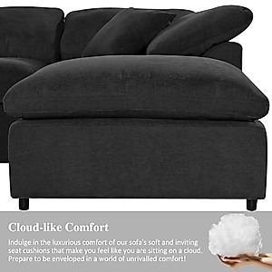 Tmsan 130.3" Oversized Cloud Sofa Couch Set for Living Room, Modern Convertible U Shaped Sectional Couch Large 7 Seater Chenille Corner Sofa with Ottoman for Apartment Office Spacious Space (Grey)