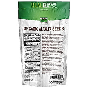 NOW Foods, Organic Alfalfa Seeds For Sprouting, Grown in the USA, Certified Non-GMO, 12-Ounce (Packaging May Vary)