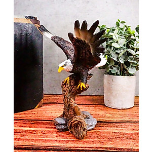 Ebros 7" Tall Bald Eagle Descending On Tree Branch Decorative Figurine As Patriotic Home And Office Decor Perching Eagles Wings Of Glory American Emblem Freedom Statues And Figurines