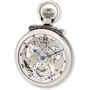Charles-Hubert, Paris 3869-S Classic Collection Antiqued Finish Open Face Mechanical Pocket Watch