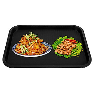 Food Service Tray, Professional Slip Resistant Fast Food Tray Safe Mellow Multi Purpose for Restaurant Canteen(Black)