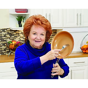 Red Copper 12 inch Pan by BulbHead Ceramic Copper Infused Non-Stick Fry Pan Skillet Scratch Resistant Without PFOA and PTFE Heat Resistant From Stove To Oven Up To 500 Degrees