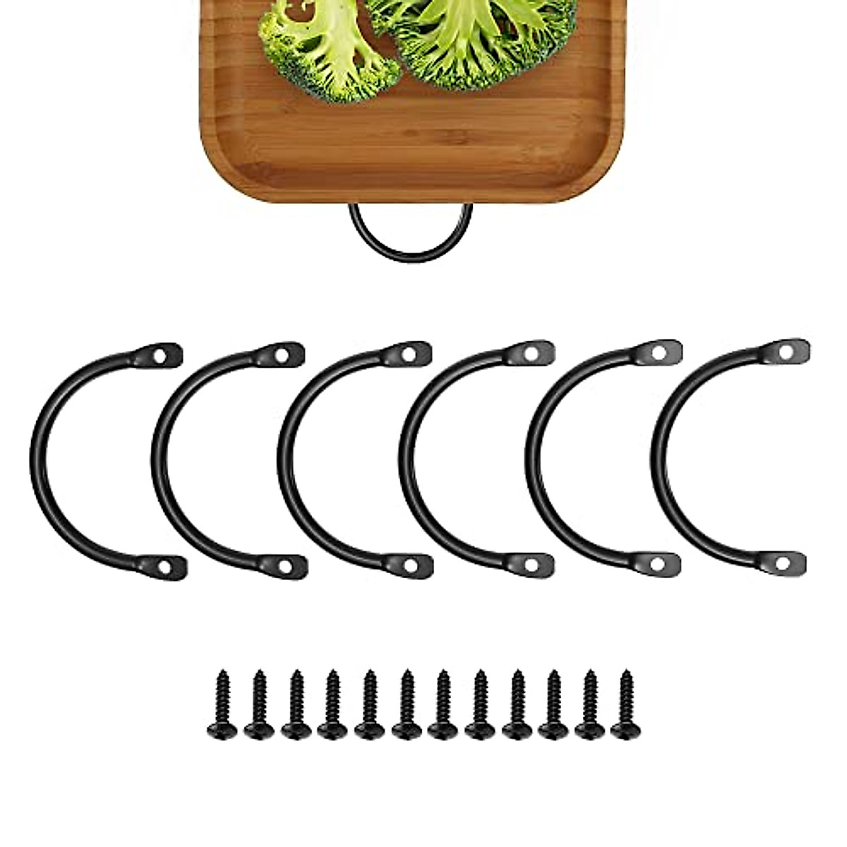 Metal Serving Tray Handles, Side Fixing Handles for Wooden Serving Trays, Kitchen Wood Charcuterie Board, Cutting Board, Wooden Box and Furniture Pulls,6 Pack(18mm Screws)