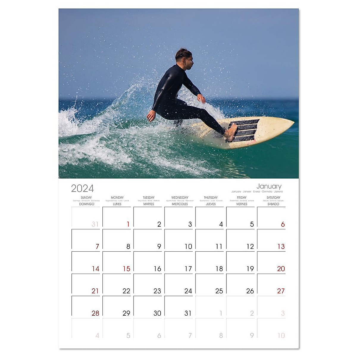 Surfing in Brittany (Monthly Wall Calendar 2024 11.7" x 16.5" (open)), CALVENDO 14 Month Calendar