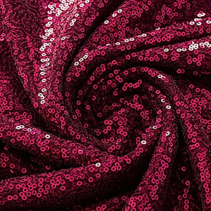 Burgundy Sequin Fabric by The Yard 1 Yard Glitter Fabric Embroidered Sequin Mesh Fabric for DIY Sewing Wedding Dresses Clothing Tablecloth Table Linen