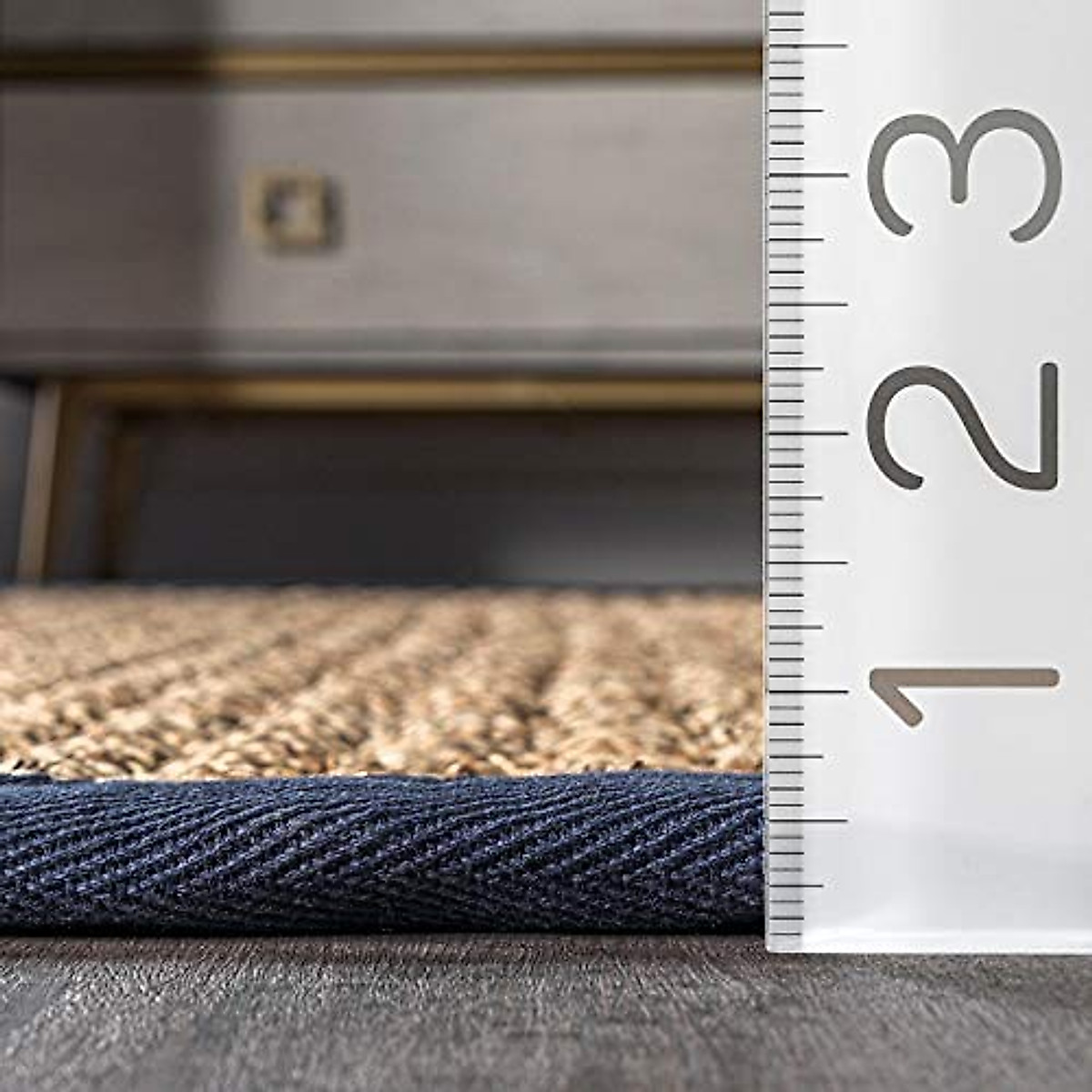 nuLOOM Hesse Checker Weave Seagrass Area Rug, 3' x 5', Navy