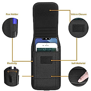 AISCELL Pouch Clip Holster for Moto G 5G,One 5G UW,One 5G ace, G Power 5G,G Stylus 5G (2023)(2022), Edge (2022)+(2021) Rugged Black Tactical Nylon Carrying Case Metal Belt Clip [Fit Cover Case on]