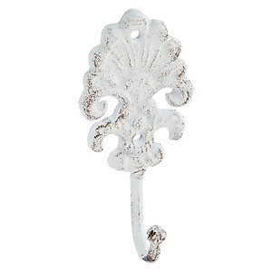 Farmlyn Creek Set of 3 Cast Iron Wall Hooks, French Country Farmhouse Design, Includes Screws and Anchors (6.5 in, White)