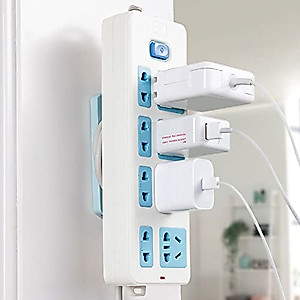 Jasni Self-Adhesive Desktop Socket Fixer Cable Organizer Wall Hanging Power Strip Holder Fixator Plug-in Removable Wall-Mounted Fixer 36 pcs Cable Clips Wire Holder Cord Management (White)