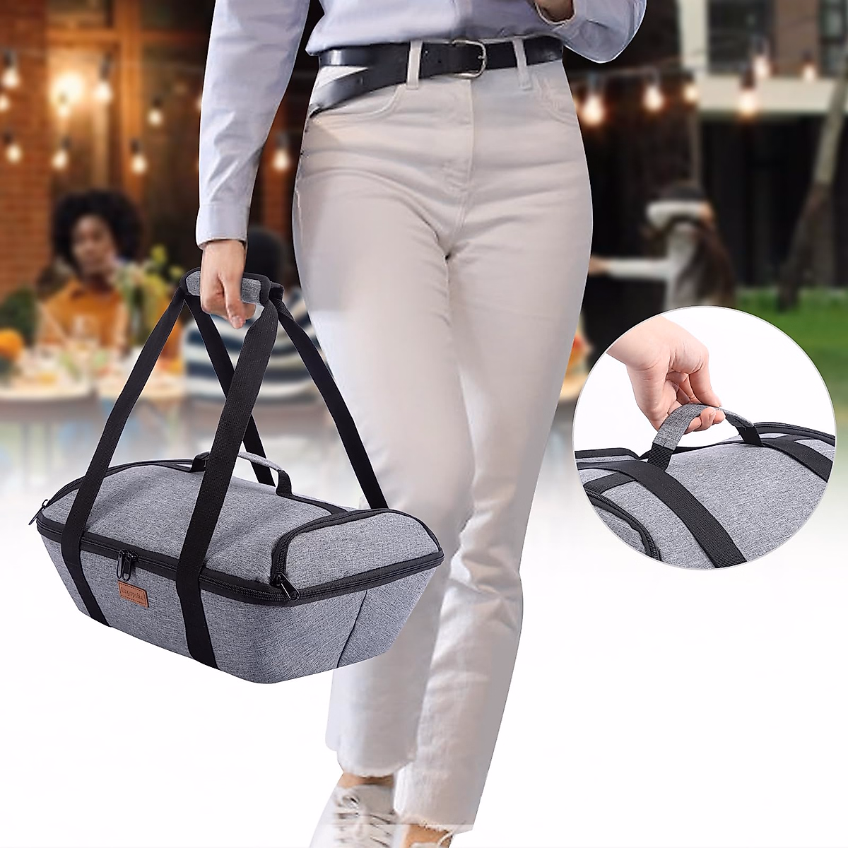 BAGSPRITE Casserole Dish Carrier Insulated - Hot Casserole Dish Carrying Case - Food Carrier for Pockluck Fits 9" x 13" Baking Dish, Fancy Panz,Lasagna Pan