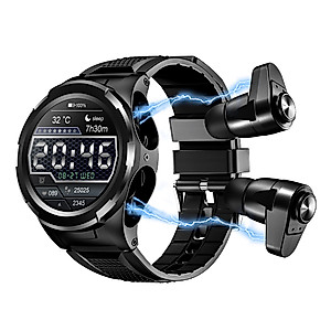 Sudroid Smart Watch with Earbuds, 2 in 1 Bluetooth Smart Watch for Android iPhone, Fitness Tracker Watch, Tracker with Blood Oxygen Heart Rate Sleep Monitor, Long Time Standby Sports Smart Watch