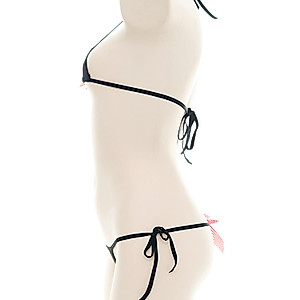 Women's Sexy Cute Micro Bikini Lolita Japanese Sexy Bra and Panty Set Cosplay Bikini (B0209black)