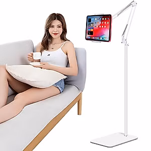ASWINN Tablet Floor Stand, Adjustable Universal 360-degree Rotatable Metal Tablet Holder,Compatible with iPad/iPhoneX/iPad Pro or Other 4.5~12.9 Inches Devices (White)