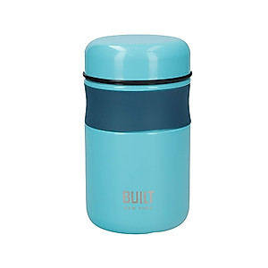 Built Double Wall Vacuum Insulated Food Flask for Hot and Cold Foods, Stainless Steel, Teal, 490 ml