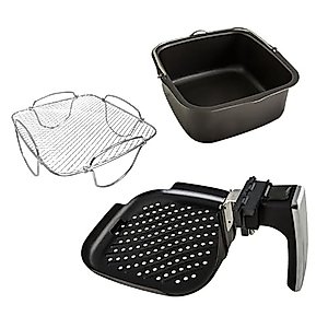 NuWave 3QT Brio Digital Air Fryer Accessory Kit – Includes Stainless Steel Baking Pan, Reversible Cooking Rack & Grill Pan, Compatible with 3QT Brio Models