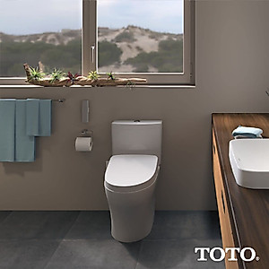 TOTO SW3046#01 S500E Electronic Bidet Toilet Cleansing, Instantaneous Water, EWATER Deodorizer, Warm Air Dryer, and Heated Seat, Elongated Contemporary, Cotton White