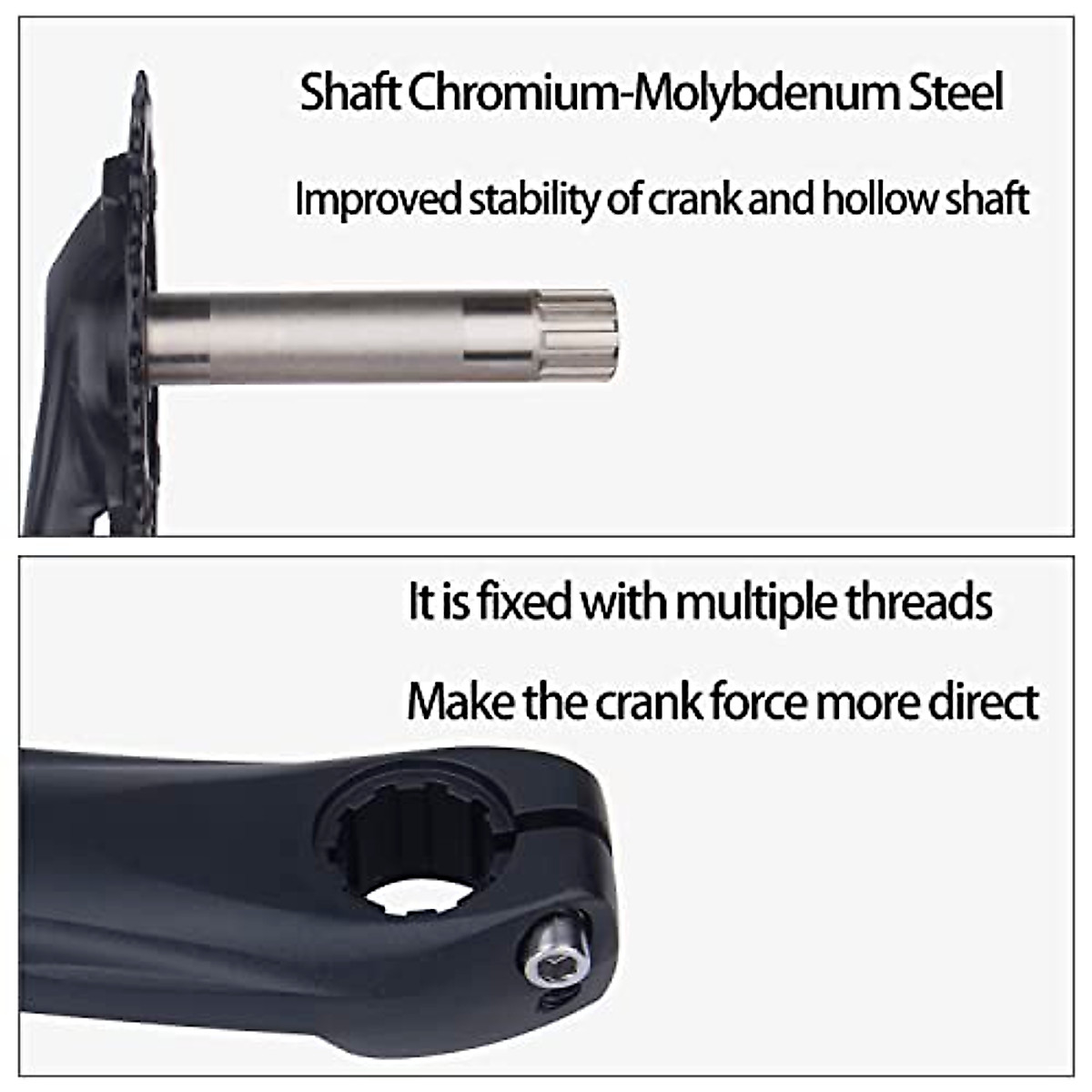 VIARON 170mm Bike Crankset 32T/34T/36T Hollow Integrated 104BCD Single Speed Round Chainring Crankset with Bottom Bracket (34T)