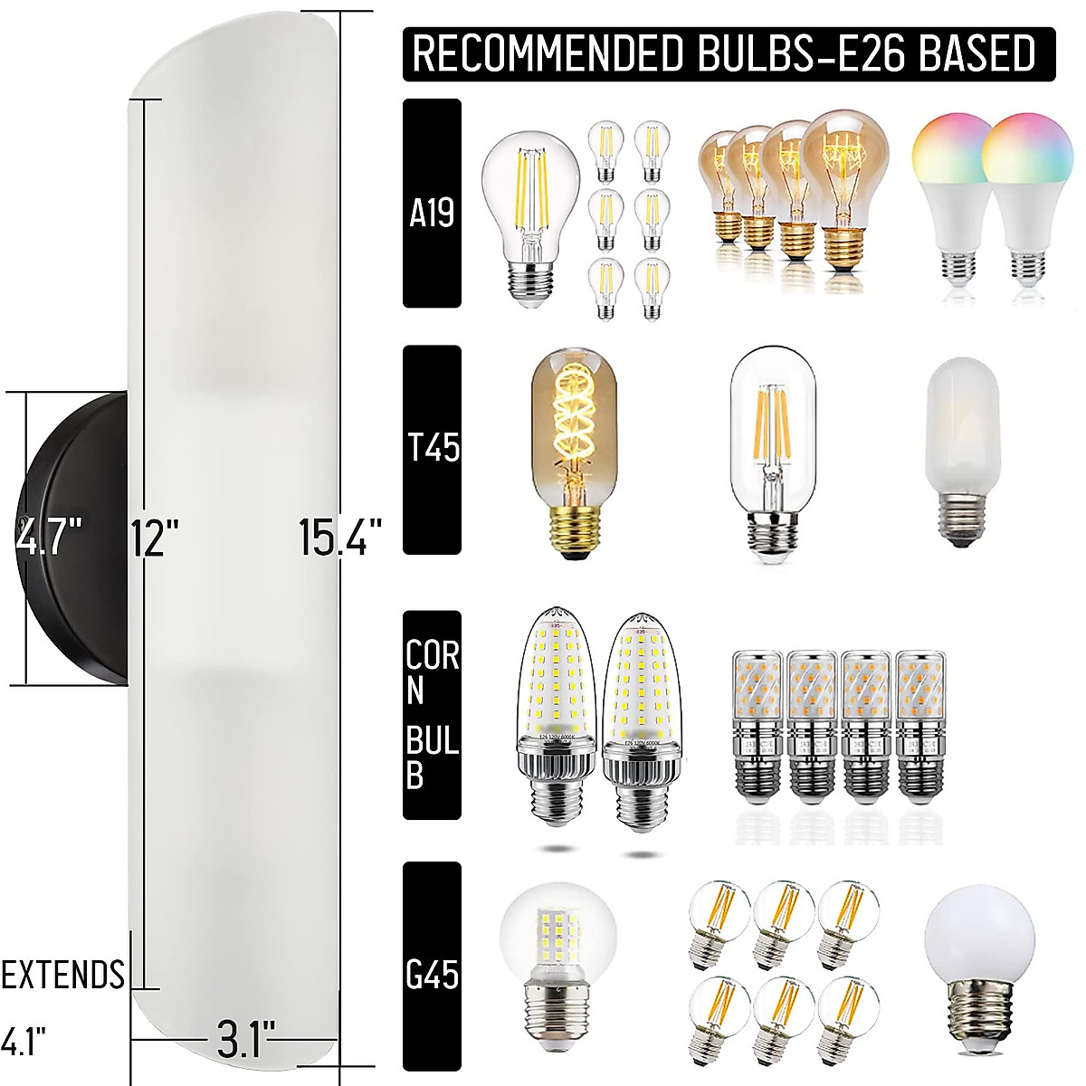 DAYCENT Modern Farmhouse Black Bathroom Light Fixtures Wall Sconces Set of Two Cylinder Sconce Lighting
