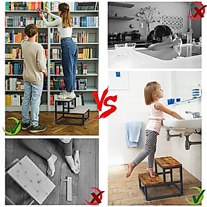 LIANTRAL Step Stools for Adults Kids, 2 Step Stool, Heavy Duty Steel & Sturdy Wide Pedal, Supports Up to 500lb, Foot Stool for Home, Office, RV - Rustic Brown