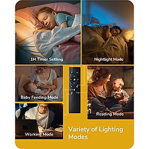 EDISHINE LED Corner Floor Lamp for Living Room, 65" Tall Standing Reading Lamp with Remote, Minimalist Dimmable Pole Lighting for Bedroom, Office, Kids Room, 9W Bulb Included, 2700K-6000K (Gold)