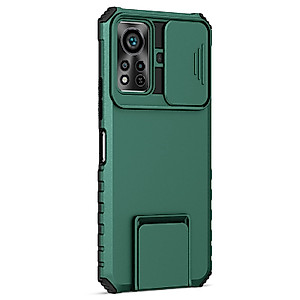 TARGI Slide Lens Phone Holder Back Phone Case for Infinix Hot 11s NFC Luxury Cover Hybrid Hard Panel Funda for Infinix Hot 9 10s 10 Play 11 s 12 10t Smart 4 5 6 Shell (Dark Green,infinix hot 9 Play)