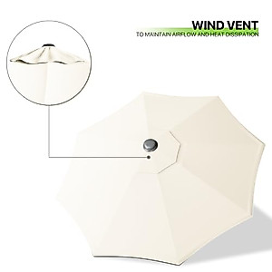 Magshion Market Umbrella 9FT Outdoor Market Patio Table Large Sun Waterproof Umbrella with Crank Lift and 8 Steel Ribs with Sturdy Pole for Garden Deck Backyard Pool