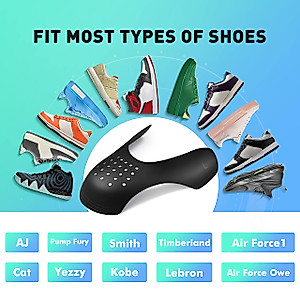 Crease Protectors Suitable for Most Sneakers, 4 Pairs Crease Protectors for Jordan 1, Air Force 1, and Dunk Low; Men's 7.5-12/ Women's 5-8.5 (Men's US Size 7.5-12, Black+White)