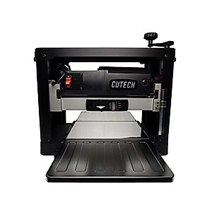 Cutech 40700H 12-1/2-Inch Spiral Cutterhead Benchtop Planer with 24 Tungsten Carbide Inserts, Single Speed Feed Rate, Snipe Minimizer, and Board Return Rollers