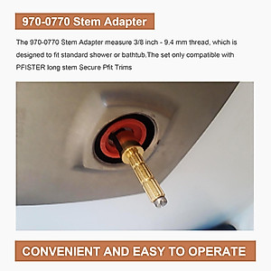 Powswopx 970-0770 Stem Adapter with Screw Replace for 970-0770 Plumbing Equipment, Pfister Securepfit Trims, Shower Handle Stem Extension Tub and Faucet Accessories Valve Extender Trim Repair