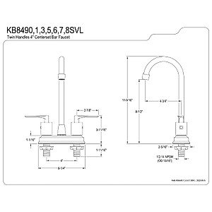 Kingston Brass KB8497SVL Serena Centerset Bar Faucet, Brushed Brass