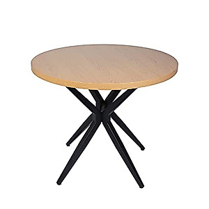 36" Round Dining Table, Modern Kitchen Table for 2-4 Persons, 1.5" Thickness Tabletop w/Solid Metal Legs, Coffee Table for Cafe/Bar Kitchen Dining Office, Easy-Assembly