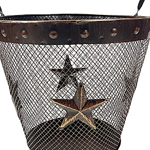 Urbalabs Rustic Lone Star Metal Bathroom Trash Can Office Western Waste Basket Country Wastebasket Office Wire Garbage Can Cowboy Gun Decor Bathroom Decor Cowboy Decor for Bathroom (Large)