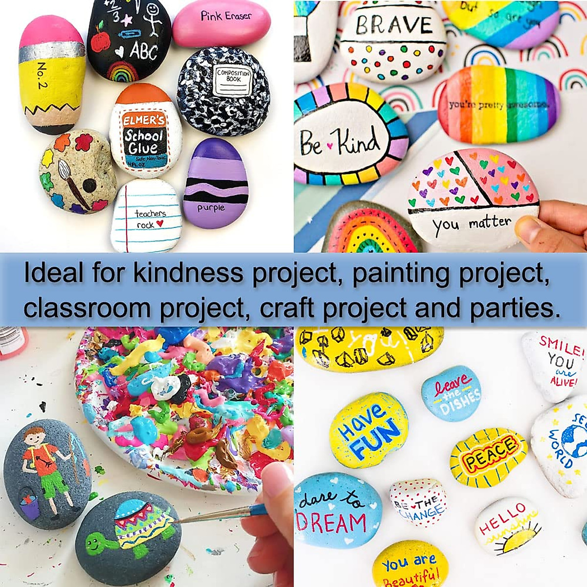 DECORKEY 24PCS River Rocks for Painting, DIY & Smooth Kindness, Rocks for Arts, Naturally Stone, 2-3inches 5.5 Pounds Perfect for Kids Party,Crafts, and Decoration