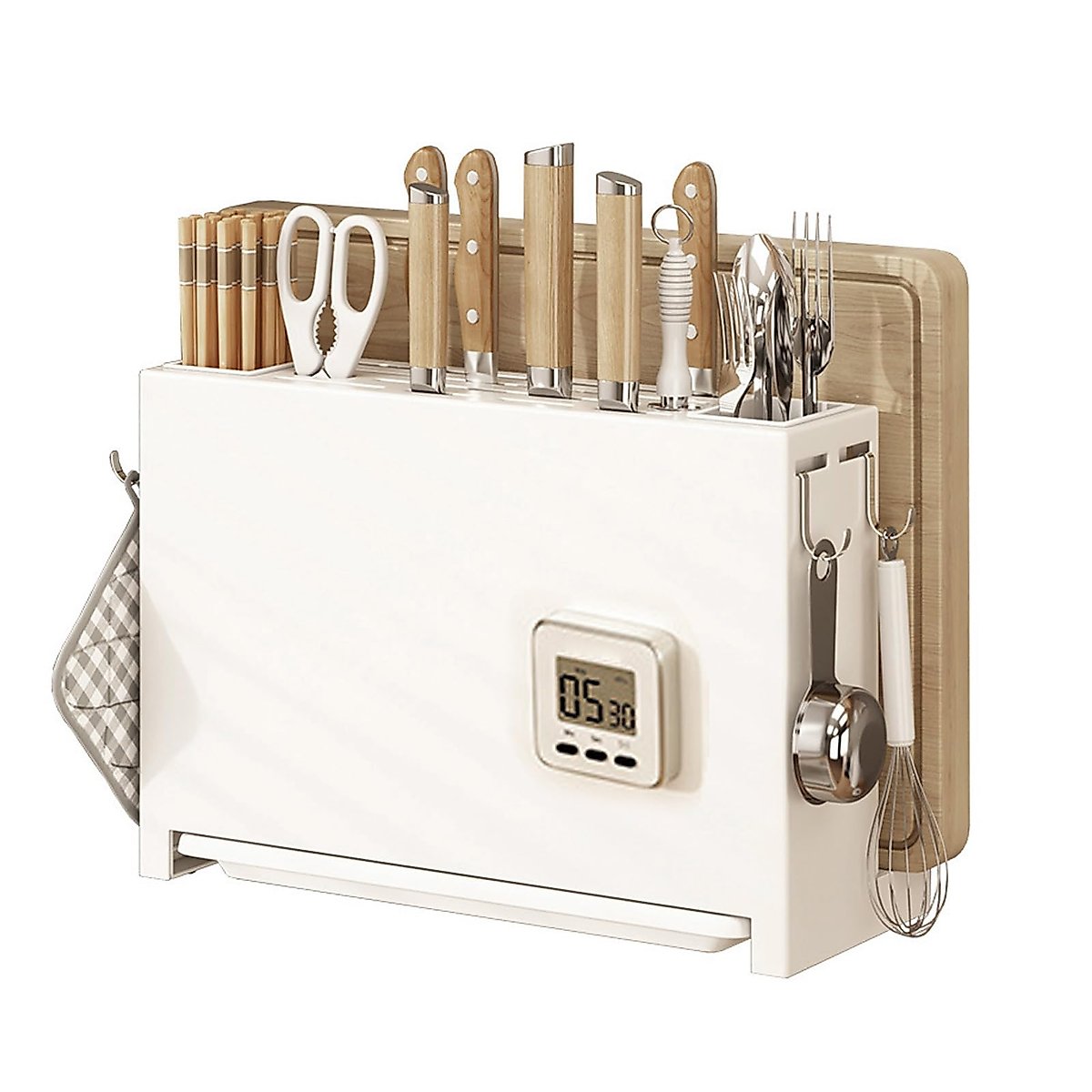 Universal Knife Block Holder with Slots for Scissors and Sharpening Rod Space Saver Knives Storage Stand Display without Knives Unique Slot Design to Blade