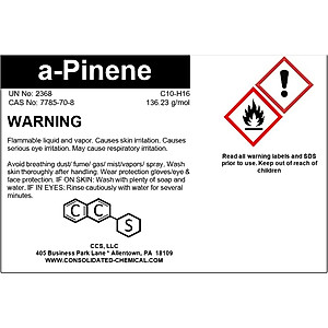 Alpha-pinene High Purity Aroma Compound - New Tamper-Evident Sealed Bottles 1000ml (32oz)