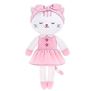 Lazada Stuffed Cat Dolls Animal Kitty Plush Toy Baby Girl Gifts White with Hair Band 16"